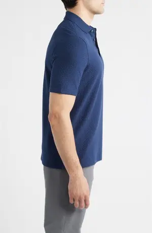 Johnston & Murphy Tilson Textured Performance Polo - Navy