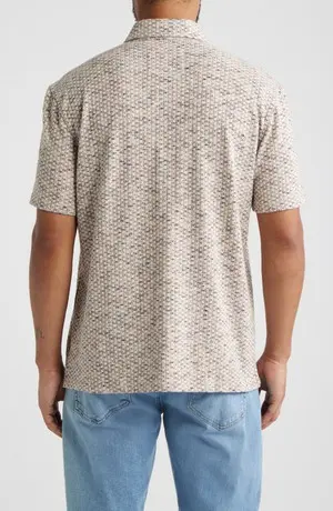 Johnston & Murphy Linden Textured Short Sleeve Button-up Shirt - Ivory/brown Stripe
