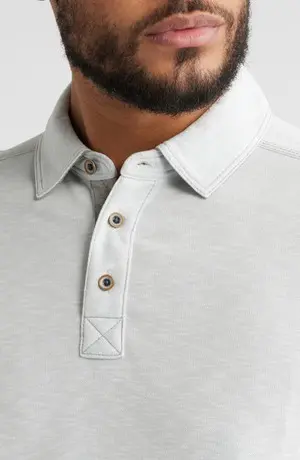 Johnston & Murphy Vintage Slub Polo - Light Grey