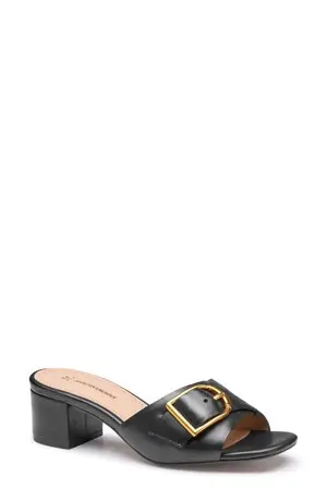 Johnston & Murphy Edith Buckle Slide Sandal - Black Glove Leather