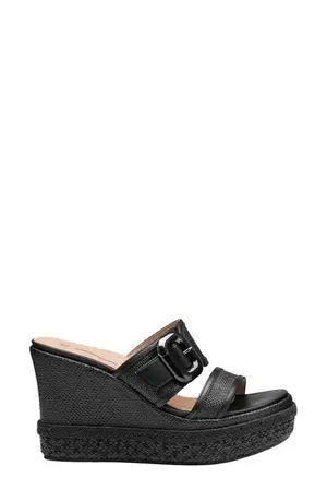 Johnston & Murphy Buckle Platform Wedge Slides