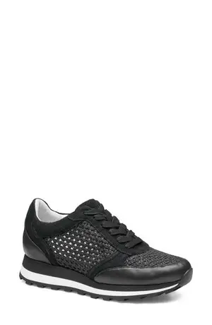 Johnston & Murphy Piper Knit Panel Sneaker - Black Suede/crochet
