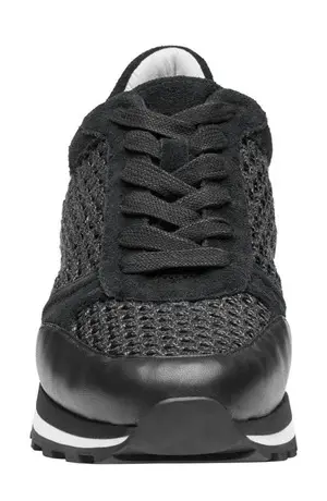 Johnston & Murphy Piper Knit Panel Sneaker - Black Suede/crochet
