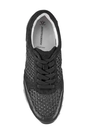 Johnston & Murphy Piper Knit Panel Sneaker - Black Suede/crochet