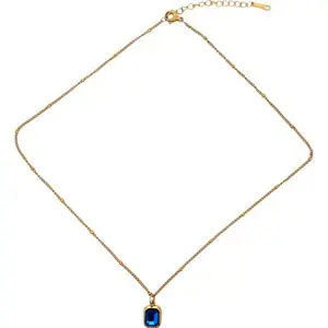 GEMINI JEWELRY Rectangular Pendant Necklace - Yellow