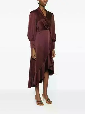 Zimmermann Ruffled Wrap Midi Dress - Red