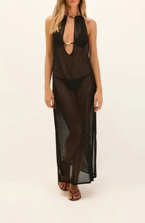 VIX PAULA HERMANNY Micah Mesh Cover-up Dress - Black