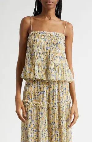 Ulla Johnson Florian Floral Silk Top - Daffodil