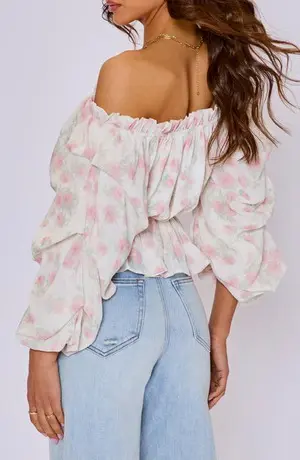 VICI Floral Print Off-the-shoulder Peplum Top