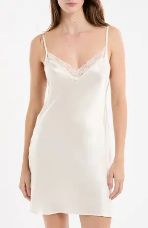 ETAM Lace Trim Washable Silk Camisole - Perle