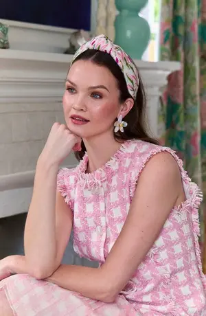 Lele Sadoughi Tulip Print Knotted Headband - Blush