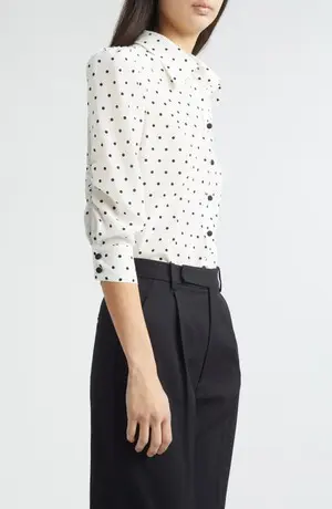 Carolina Herrera Polka Dot Silk Shirt - Ivory Multi
