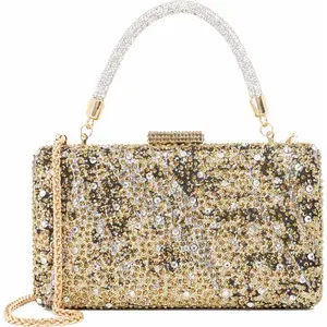Dune London Rhinestone Embellished Clutch With Chain Strap