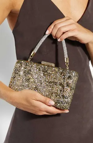 Dune London Rhinestone Embellished Clutch With Chain Strap