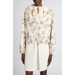 Moncler Nepeta Hooded Floral Brocade Jacket - Print