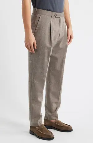 Paul Smith Pleated Wool Blend Dress Pants - Beige