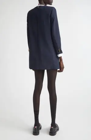 Thom Browne Trompe L'oeil Mixed Media Minidress - Navy