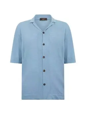 SLOWEAR Buttoned Short-sleeve Knitwear - Blue