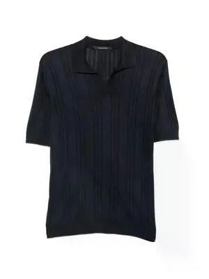 Tagliatore Ribbed V-neck T-shirt - Blue
