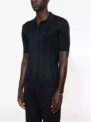 Tagliatore Ribbed V-neck T-shirt - Blue