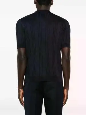Tagliatore Ribbed V-neck T-shirt - Blue
