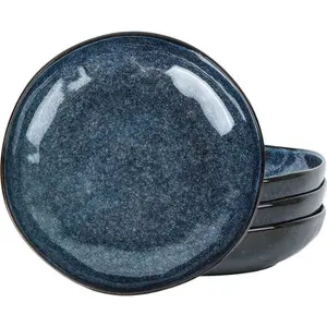 STONE + LAIN Mirella Stoneware 4-piece Pasta Bowl Set - Blue