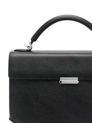 TOTEME Medium Grained-leather Top-handle Tote Bag - Black
