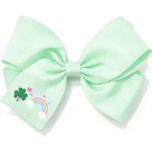 BITS & BOWS Rainbow Shamrock Hair Bow - Green
