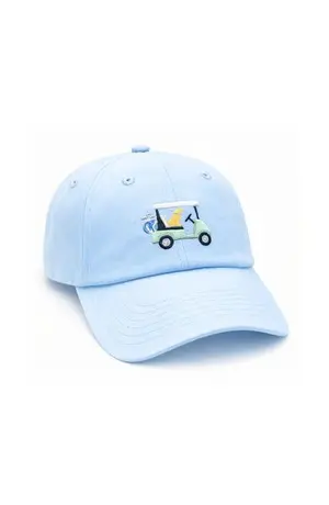 BITS & BOWS Baseball Cap With Dog In Golf Cart Embroidery - Light Blue