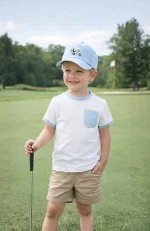 BITS & BOWS Baseball Cap With Dog In Golf Cart Embroidery