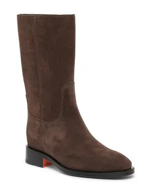 Santoni Leather Midi-boot In Suede