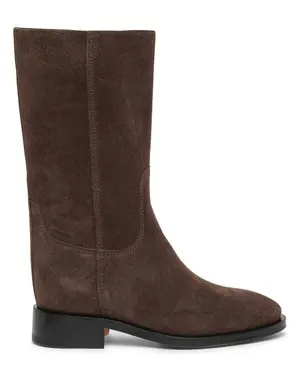 Santoni Leather Midi-boot In Suede
