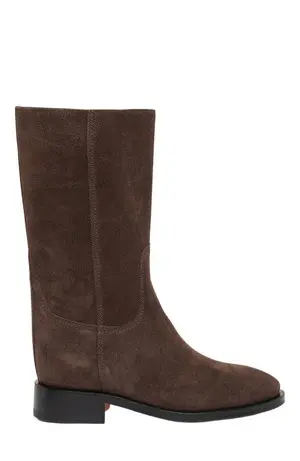 Santoni Suede Midi Boots - Brown