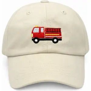BITS & BOWS Firetruck Baseball Hat - Khaki