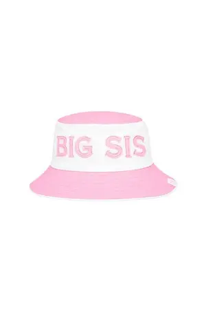 BITS & BOWS Big Sis Bucket Hat - Pink/white