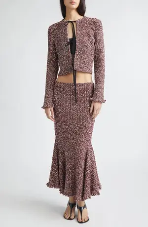 Proenza Schouler Colette Cotton & Linen Popcorn Slub Cardigan - Wine Multi