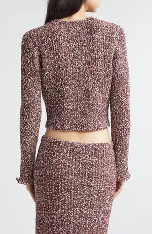 Proenza Schouler Colette Cotton & Linen Popcorn Slub Cardigan - Wine Multi
