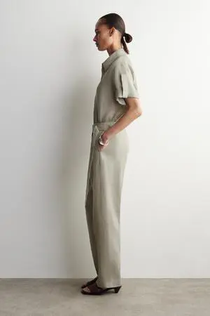 Cos Belted Linen Barrel-leg Pants