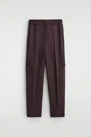 Cos Belted Linen Barrel-leg Pants - Red