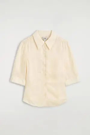 Cos Gathered Crinkled Shirt - White