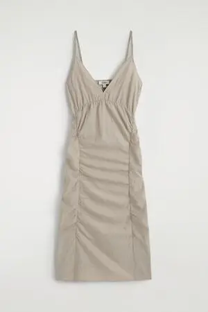 Cos Gathered Silk-nylon Slip Dress - Beige