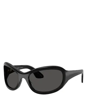 Oliver Spencer Oval Sunglasses, 64mm - Black