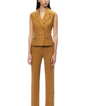 NOCTURNE Tailored Double-breasted Vest - Camel
