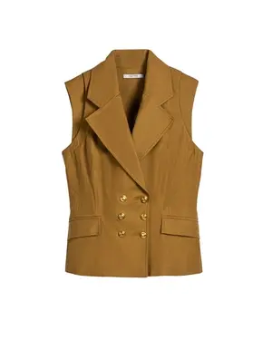 NOCTURNE Tailored Double-breasted Vest - Camel