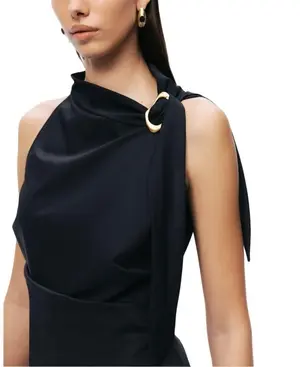 NOCTURNE Asymmetric Buckle-detail Blouse - Black