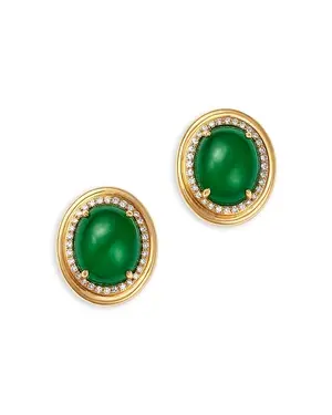 Bloomingdale'S Dyed Jade & Diamond Halo Stud Earrings - Green/gold