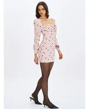 MISS CIRCLE NEW YORK Perla Velvet-embossed Mini Dress With Bow Detail - Pink