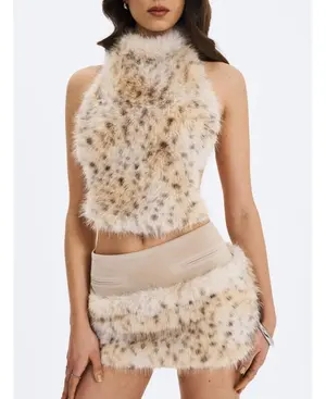 MISS CIRCLE NEW YORK Sasha Cheetah Backless Halter Top