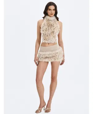 MISS CIRCLE NEW YORK Sasha Cheetah Backless Halter Top