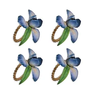 JULISKA Meadow Walk Iris Napkin Ring, Set Of 4 - Blue